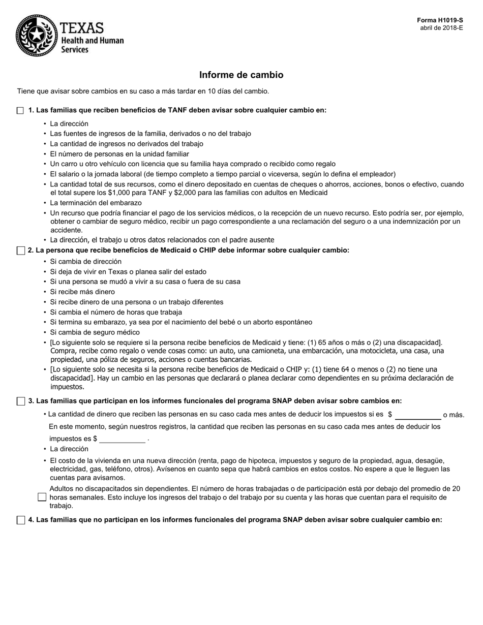 Formulario H1019-S - Fill Out, Sign Online and Download Fillable PDF ...