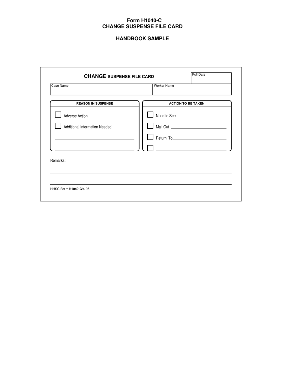 Form H1040-C - Fill Out, Sign Online and Download Printable PDF, Texas ...