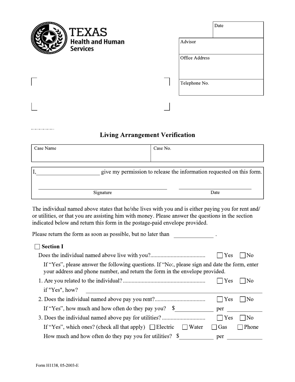 Form H1138 - Fill Out, Sign Online and Download Fillable PDF, Texas ...