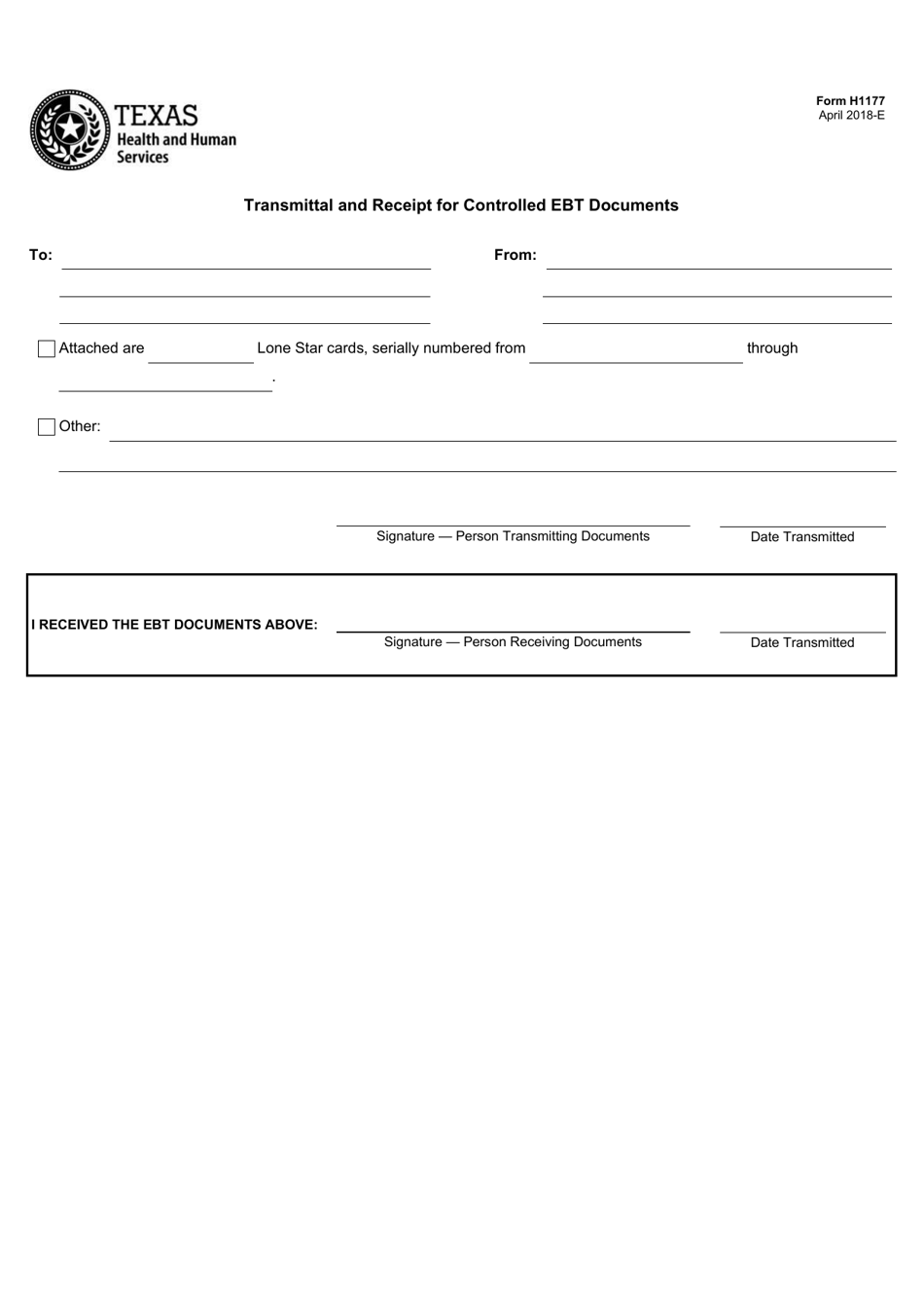 Form H1177 - Fill Out, Sign Online and Download Fillable PDF, Texas ...