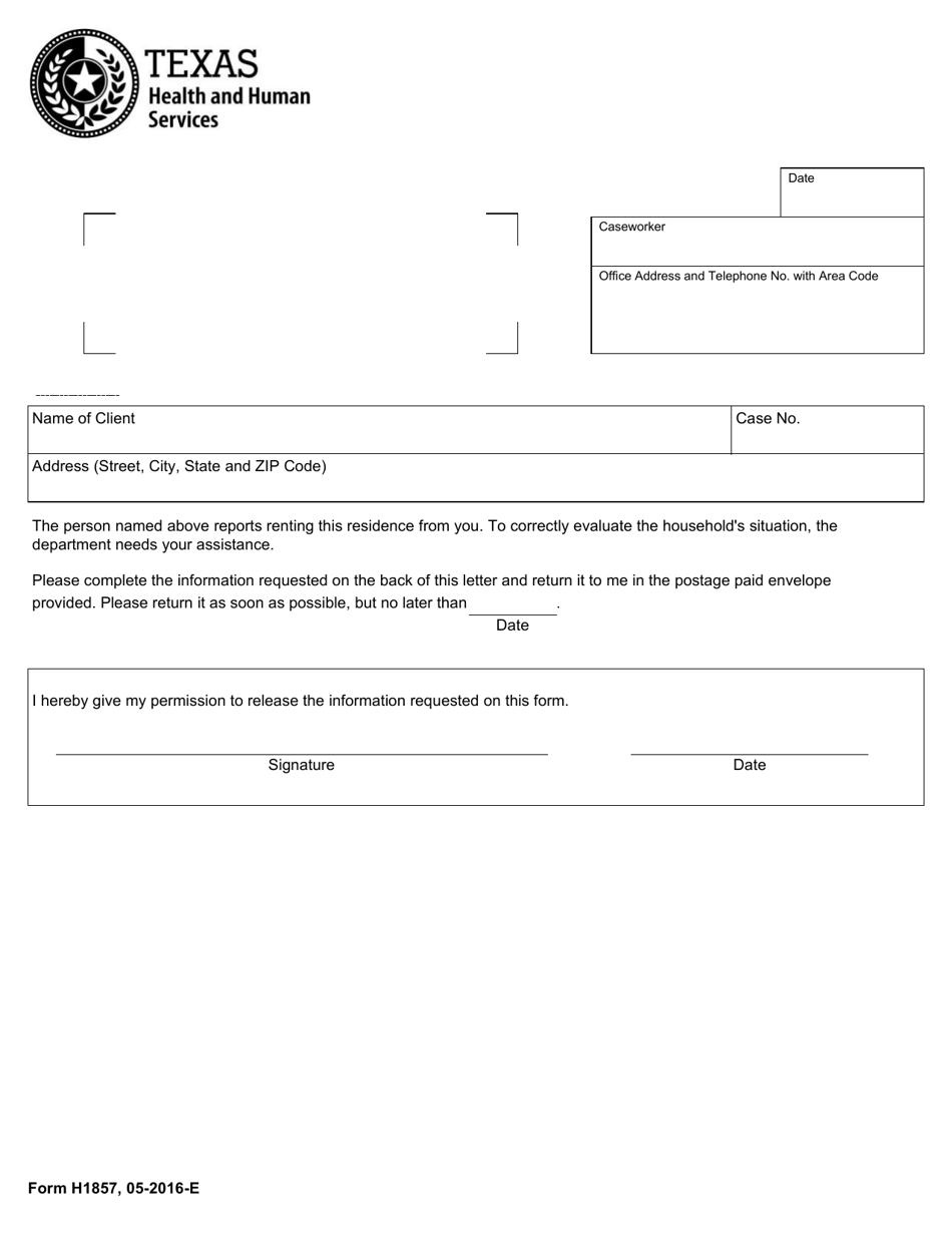 Form H1857 Fill Out Sign Online And Download Fillable PDF Texas 