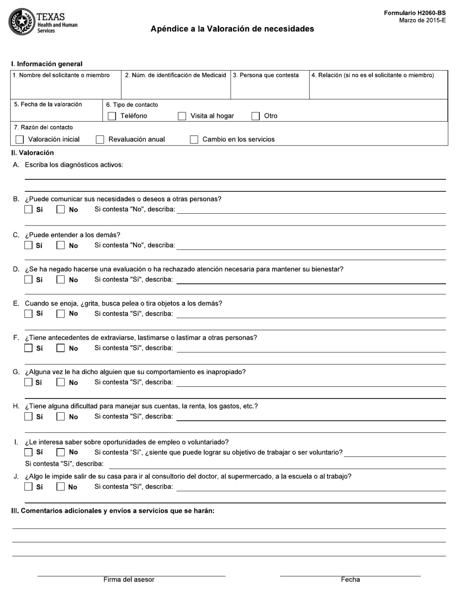Formulario H2060-BS Download Fillable PDF or Fill Online Apendice a La ...