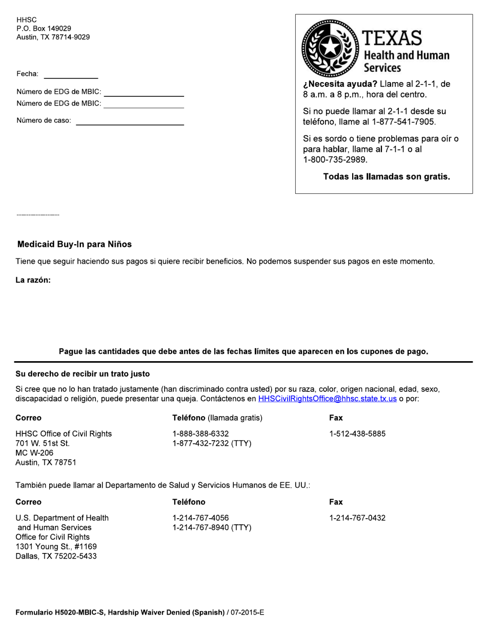 Formulario H5020-MBIC-S - Fill Out, Sign Online and Download Fillable ...