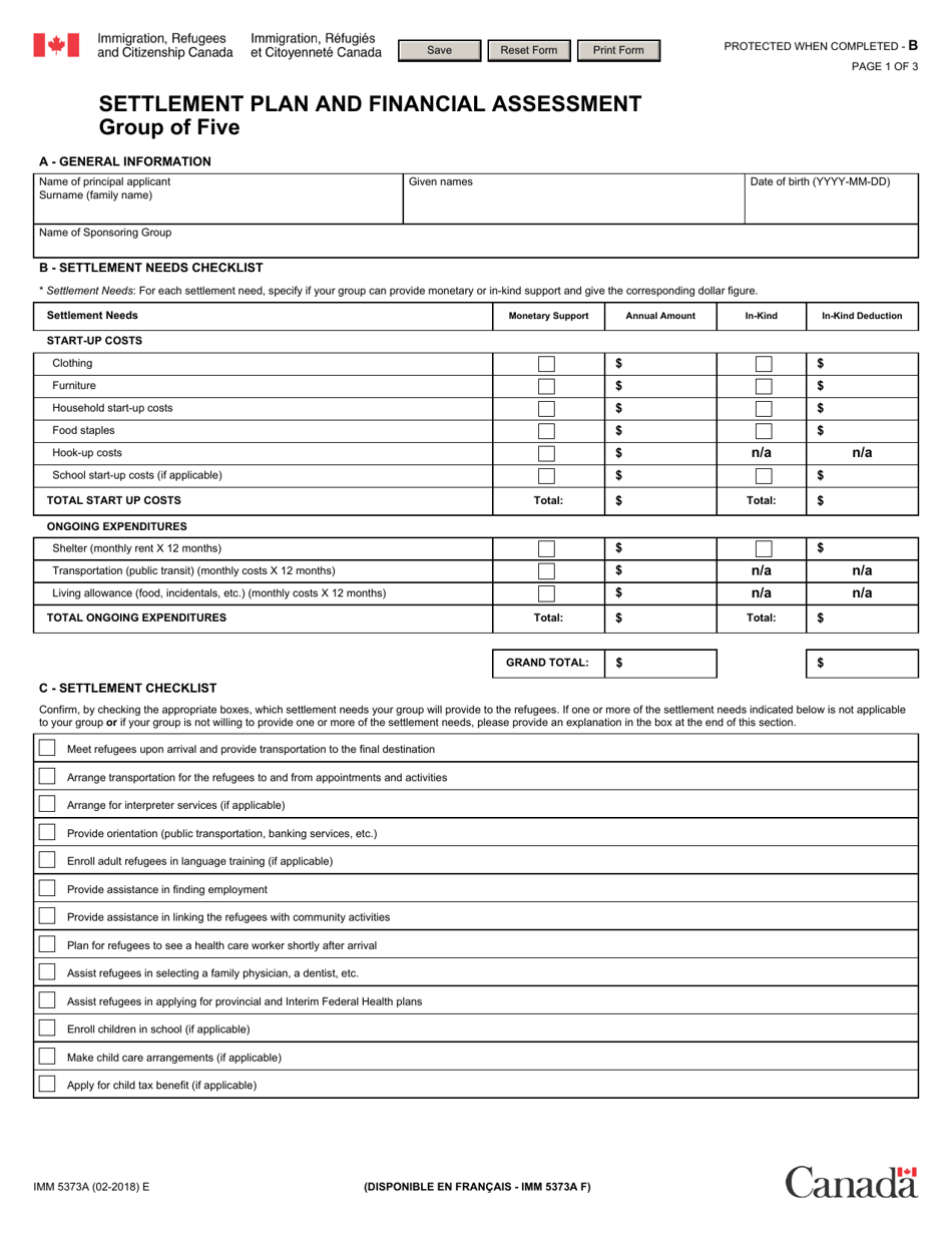 Form IMM5373A - Fill Out, Sign Online and Download Fillable PDF, Canada ...
