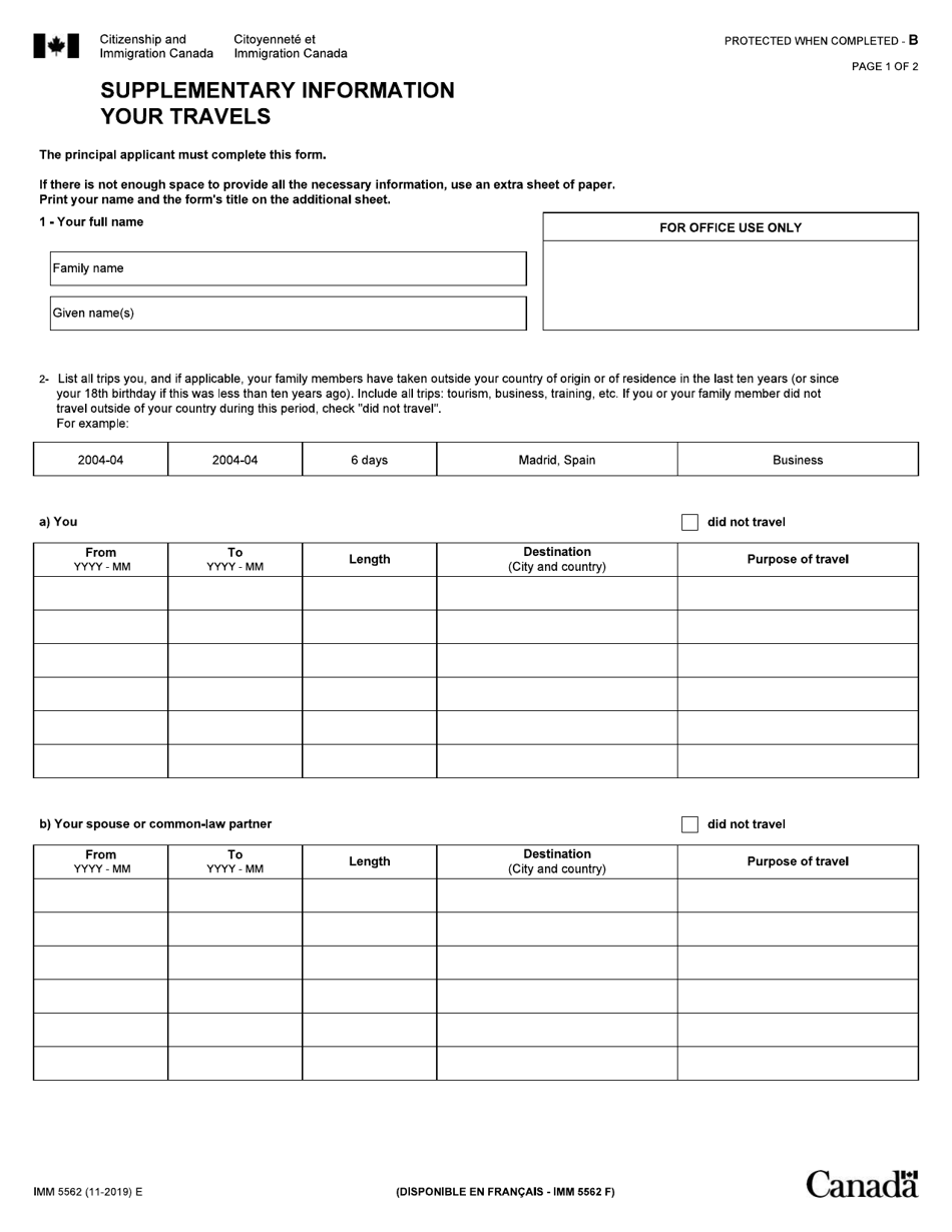Form IMM5562 - Fill Out, Sign Online and Download Fillable PDF, Canada ...