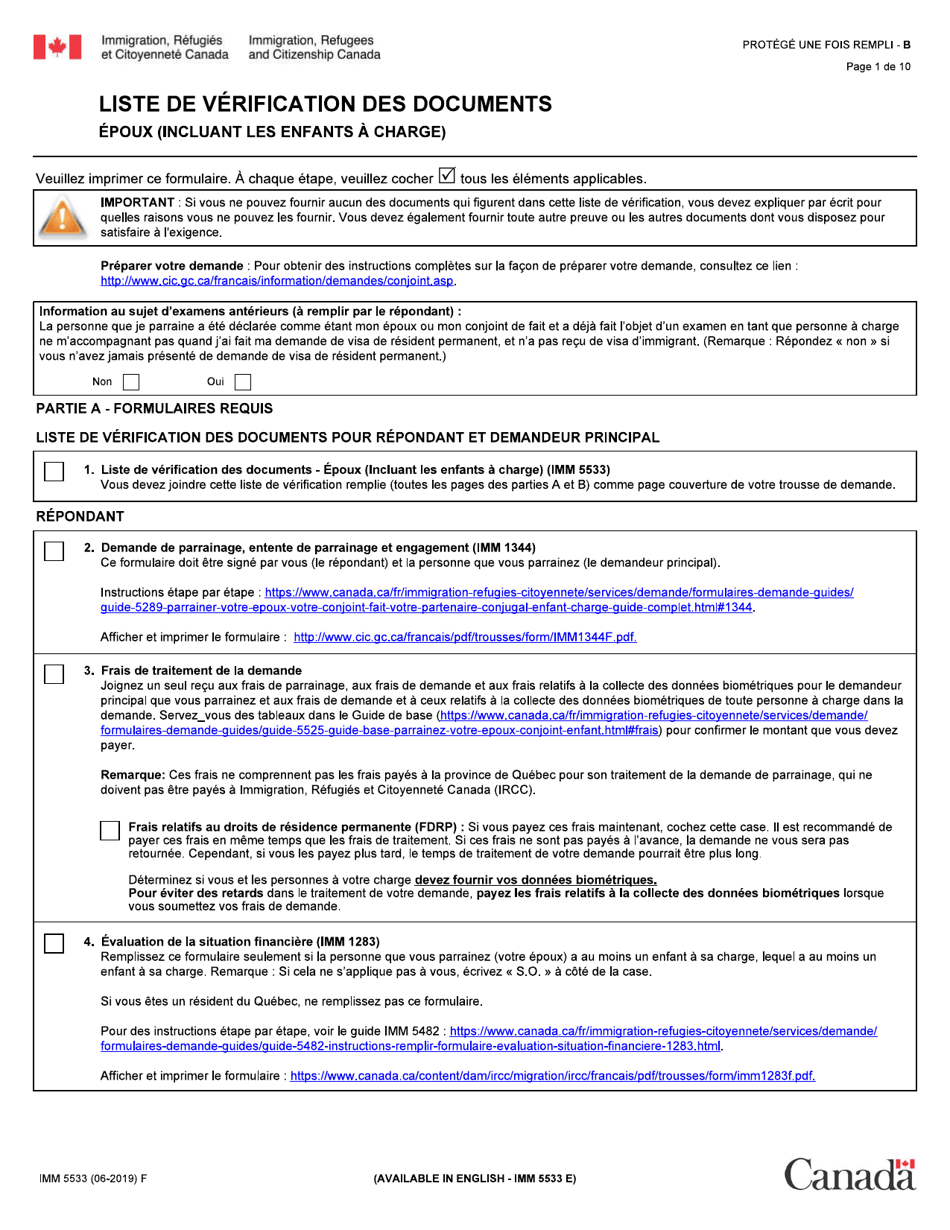 Forme IMM5533 - Fill Out, Sign Online and Download Fillable PDF, Canada ...