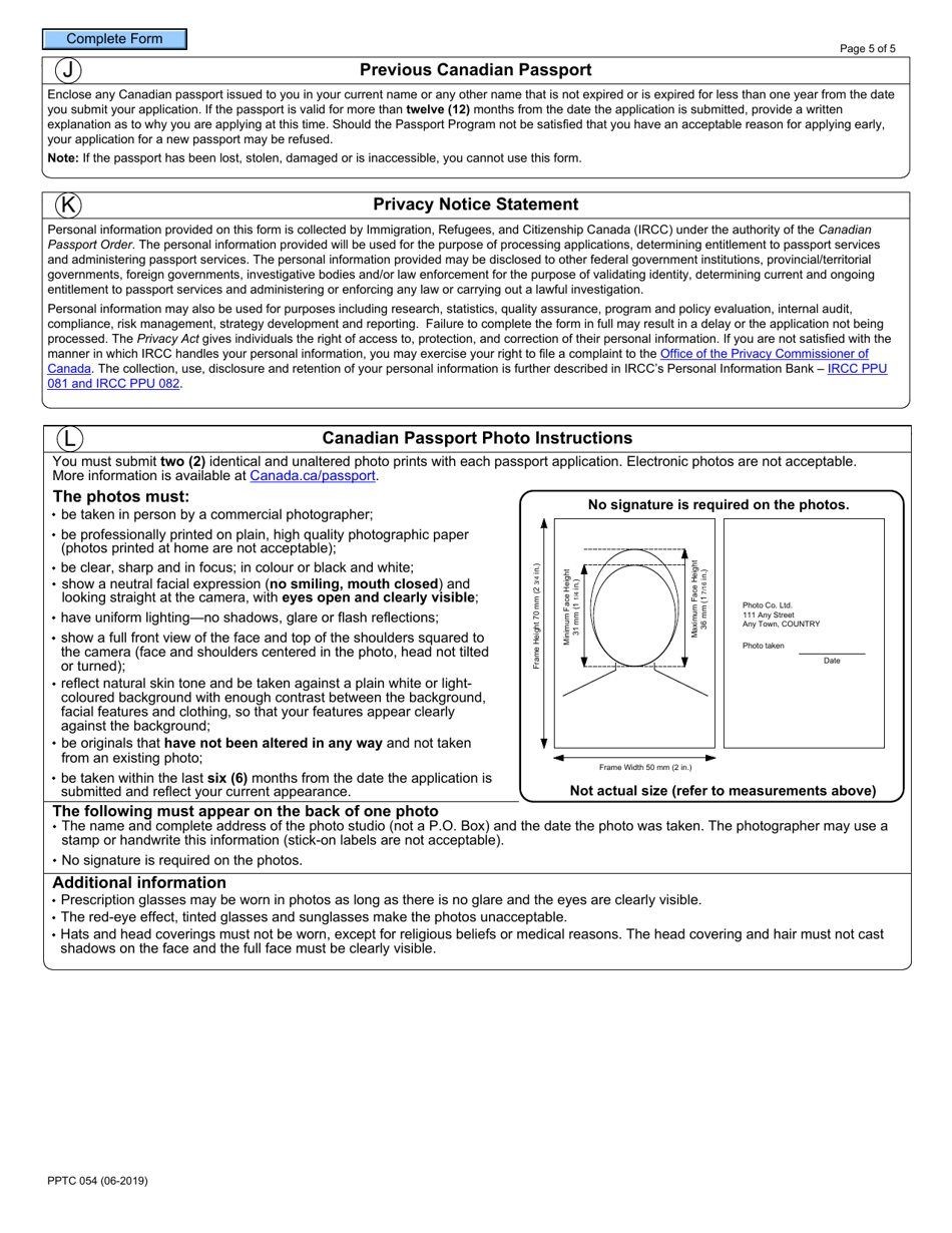 Form PPTC054 Fill Out Sign Online And Download Fillable PDF Canada form-pptc054-fill-out-sign-online-and-download-fillable-pdf-canada