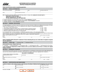 Form REG230 Download Fillable PDF or Fill Online Motorized Bicycle (Moped) Instructions ...