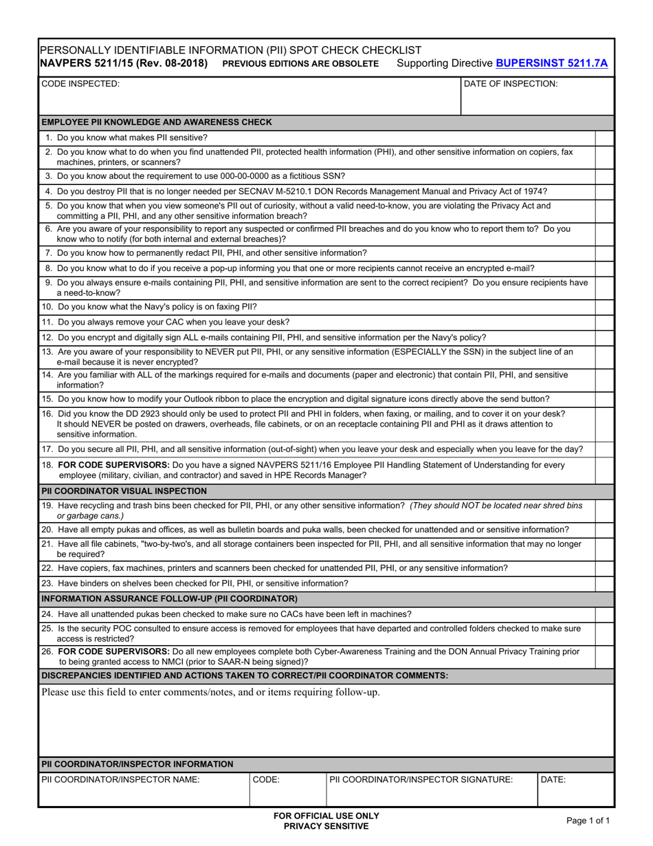 NAVPERS Form 5211/15 - Fill Out, Sign Online and Download Fillable PDF ...