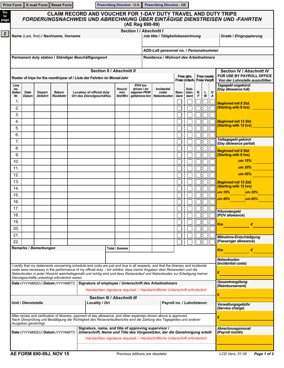 AE Form 690-99J - Fill Out, Sign Online and Download Fillable PDF ...
