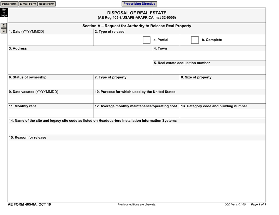 AE Form 405-8A - Fill Out, Sign Online and Download Fillable PDF ...