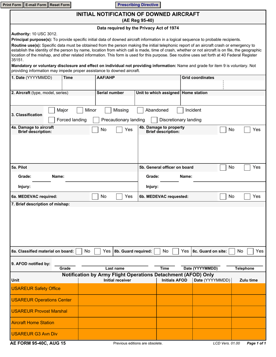 AE Form 95-40C - Fill Out, Sign Online and Download Fillable PDF ...