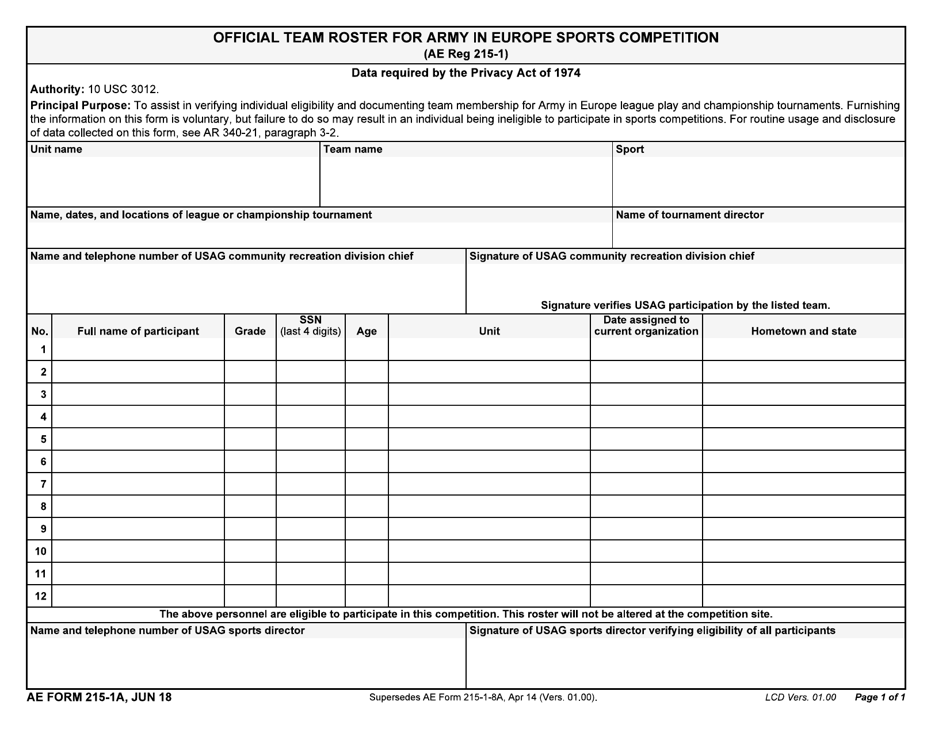 AE Form 215-1A - Fill Out, Sign Online and Download Fillable PDF ...