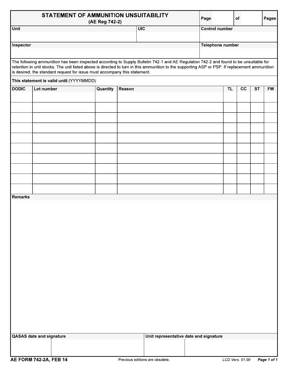 AE Form 742-2A - Fill Out, Sign Online and Download Fillable PDF ...
