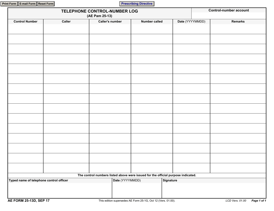 AE Form 25-13D - Fill Out, Sign Online and Download Fillable PDF ...