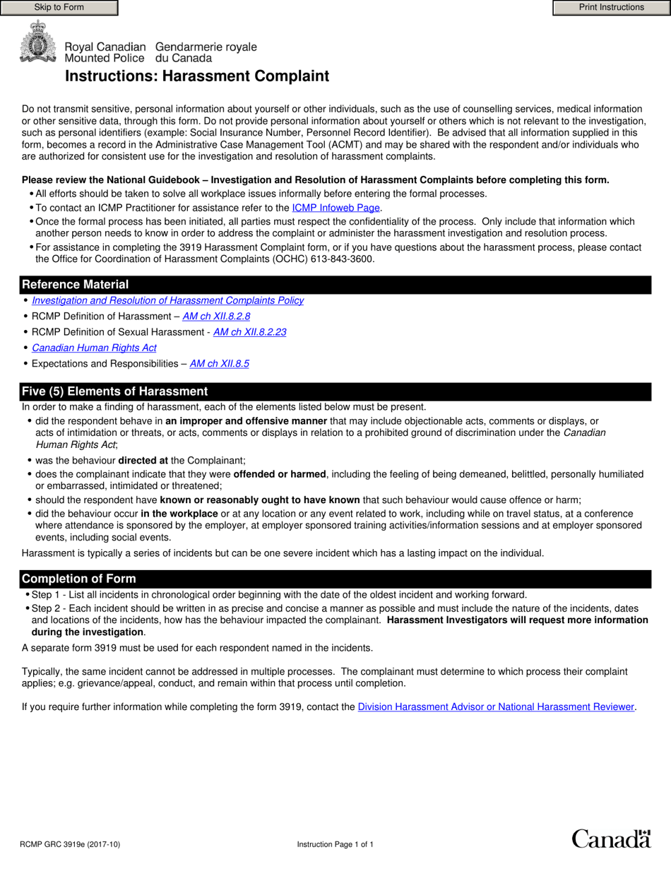 Form RCMP GRC3919 - Fill Out, Sign Online and Download Fillable PDF ...