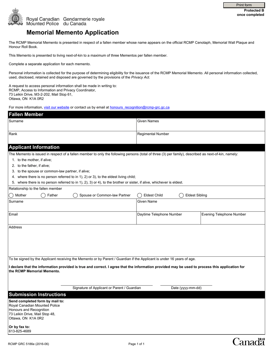 Form RCMP GRC5186 - Fill Out, Sign Online and Download Fillable PDF ...