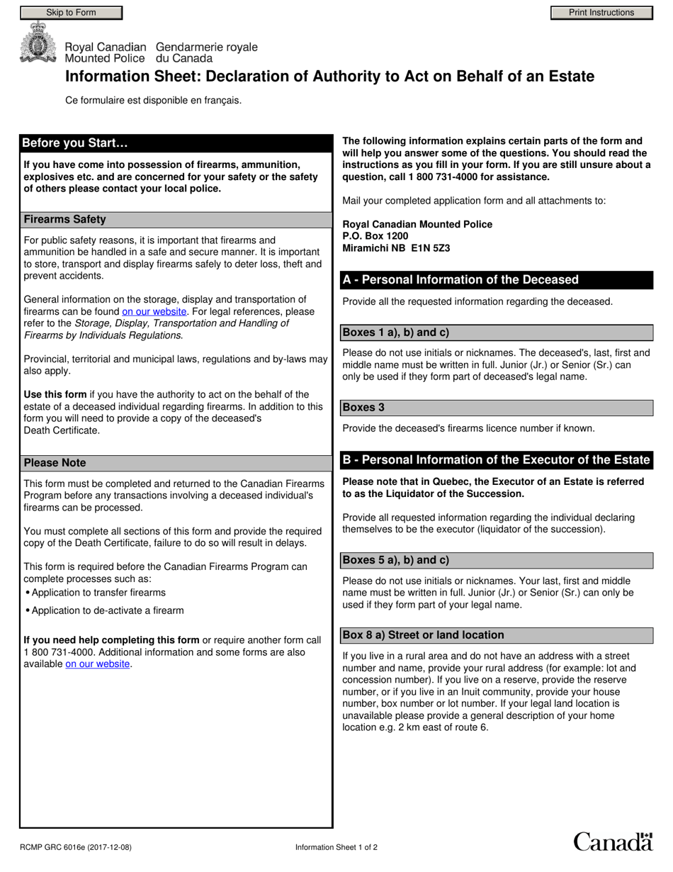 Form RCMP GRC6016 - Fill Out, Sign Online and Download Fillable PDF ...