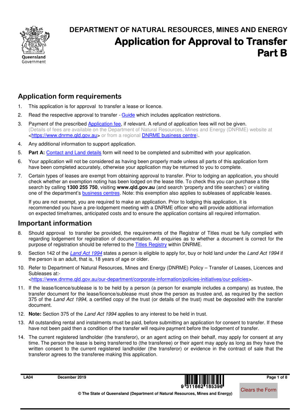 Form LA04 Part B - Fill Out, Sign Online and Download Fillable PDF ...