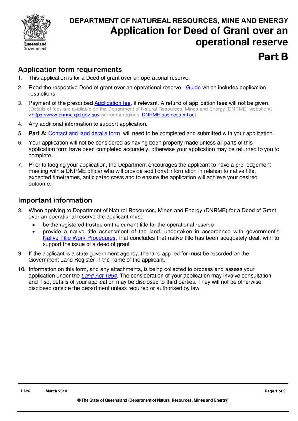 Form LA26 Part B - Fill Out, Sign Online and Download Fillable PDF ...