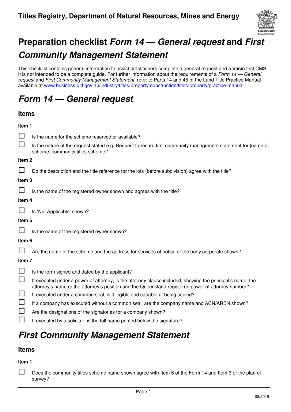 Form 14 - Fill Out, Sign Online and Download Printable PDF, Queensland ...