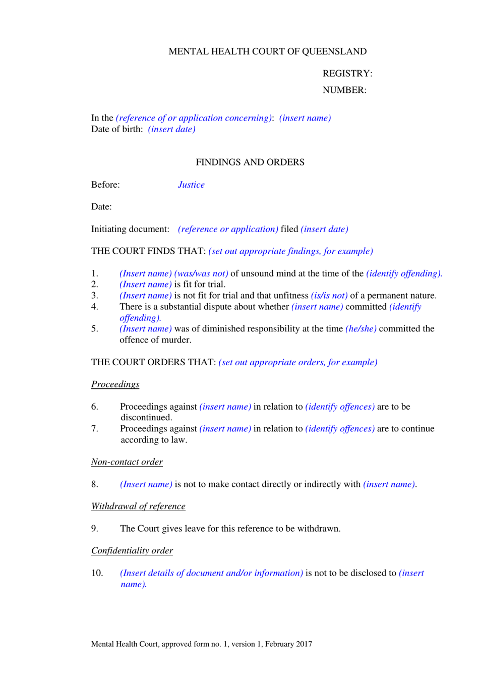 Form 1 - Fill Out, Sign Online and Download Printable PDF, Queensland ...