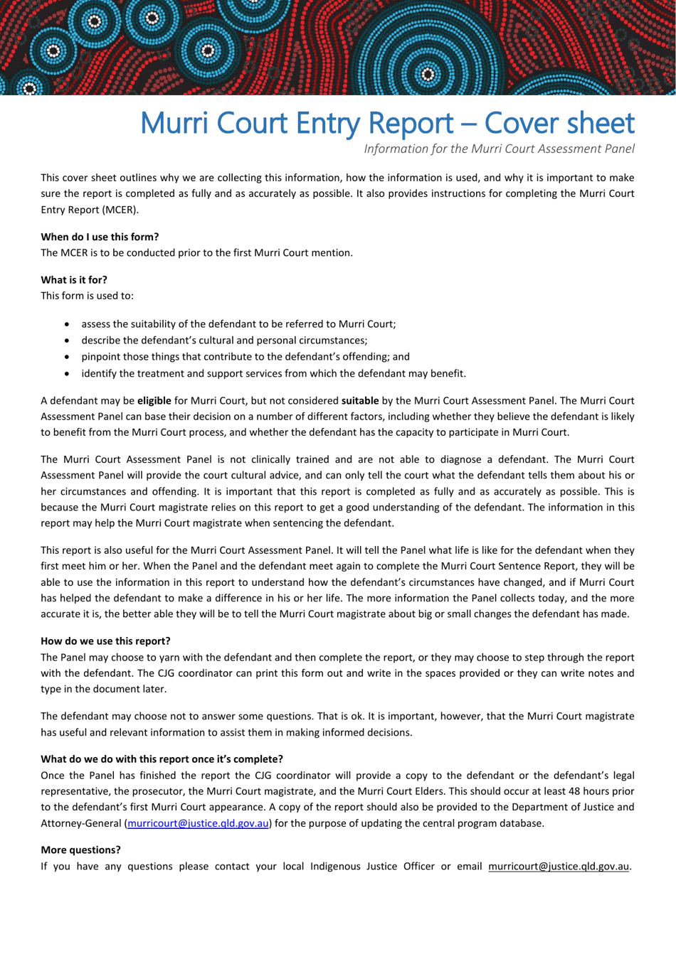 Queensland Australia Murri Court Entry Report - Fill Out, Sign Online ...