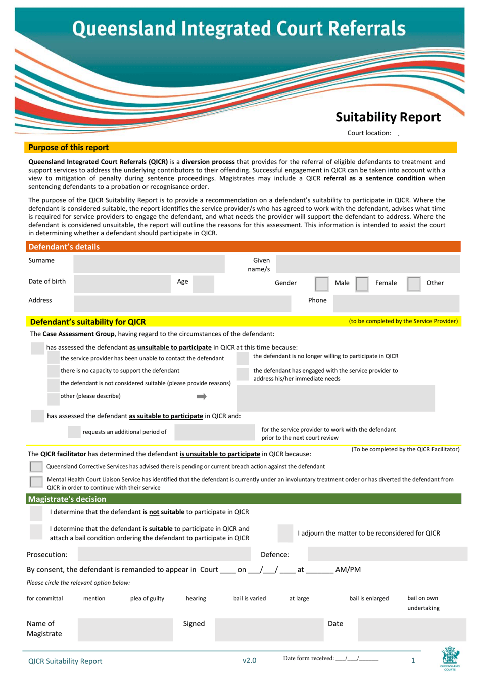 Queensland Australia Qicr Suitability Report - Fill Out, Sign Online ...