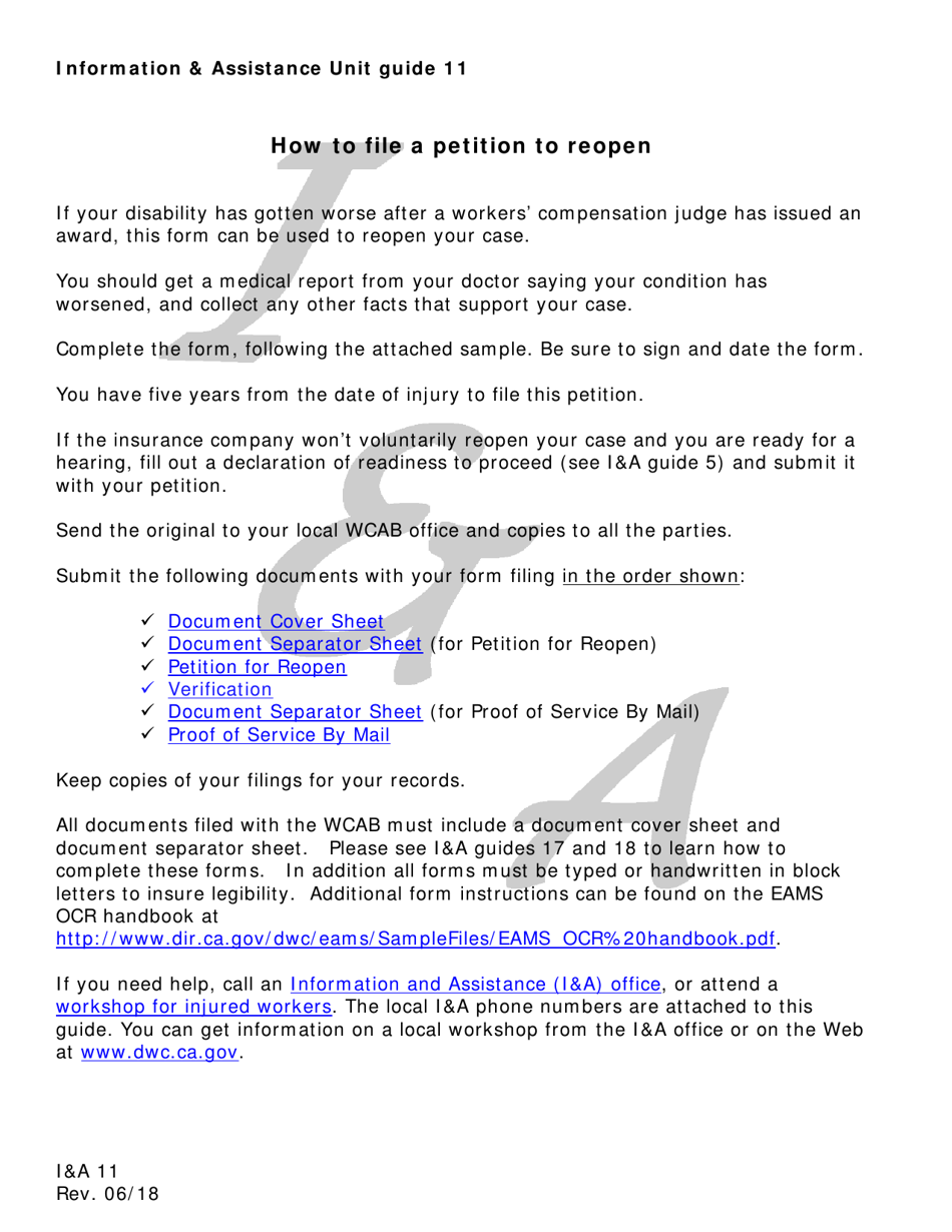 Form I&A11 Download Printable PDF or Fill Online How to File a Petition ...