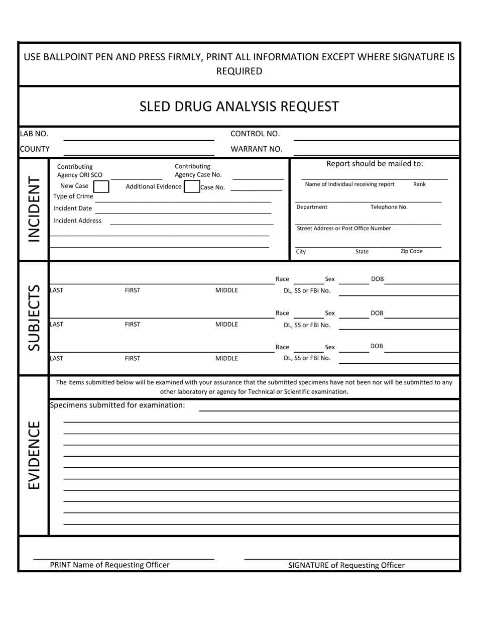 South Carolina Sled Drug Analysis Request - Fill Out, Sign Online and ...