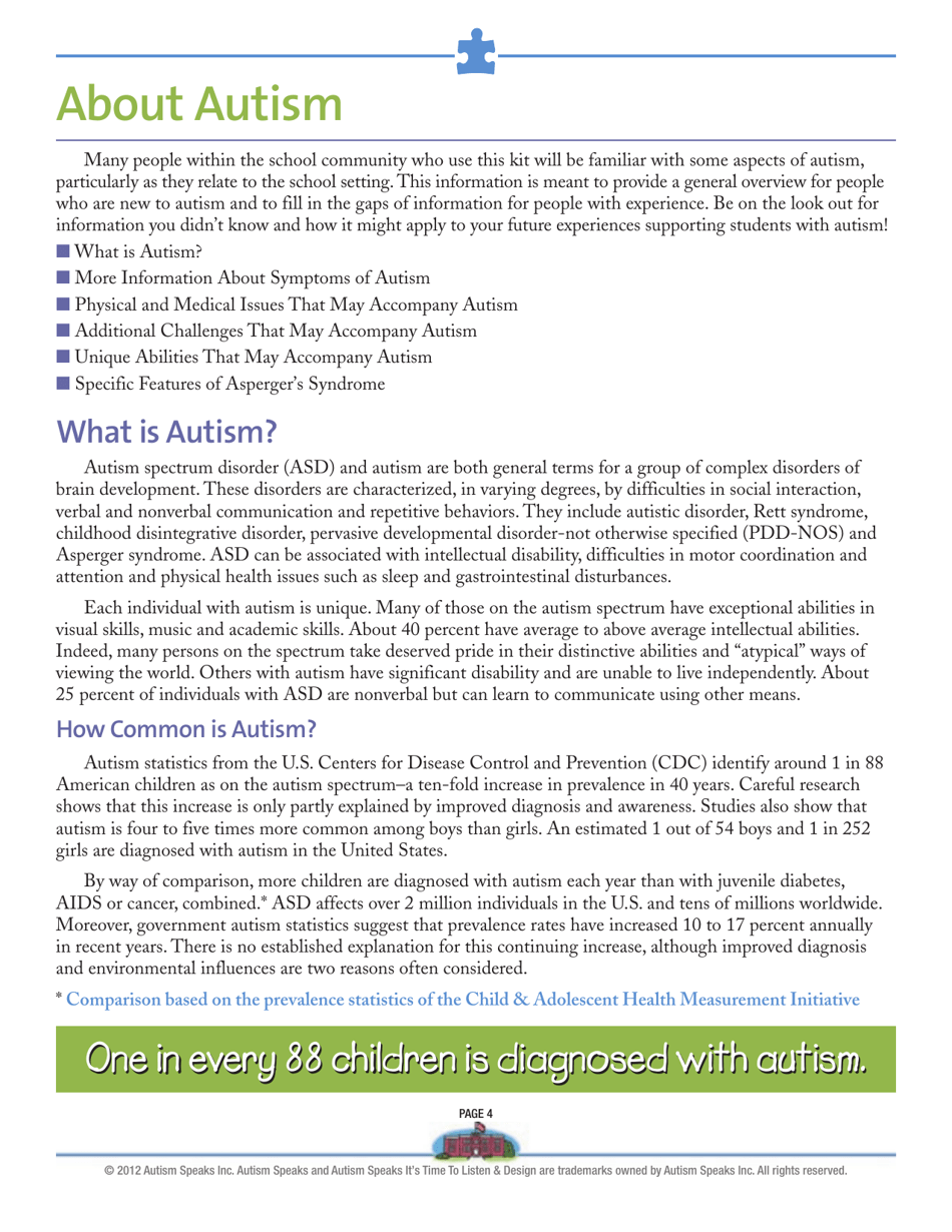 Autism Layout - Autism Speaks Download Printable PDF | Templateroller