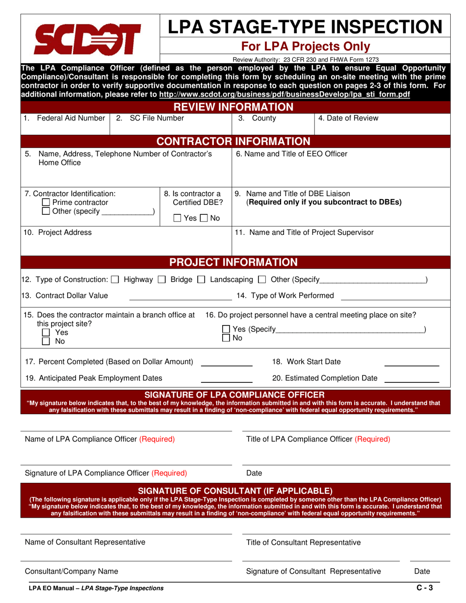 South Carolina Lpa Stage-type Inspection - Fill Out, Sign Online and ...