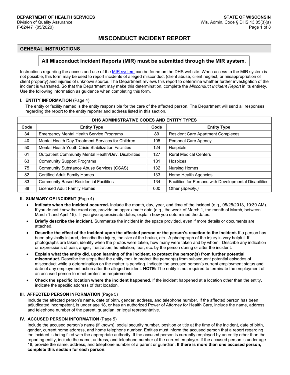 Form F-62447 - Fill Out, Sign Online and Download Printable PDF ...