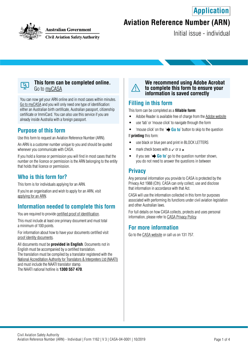 Form 1162 - Fill Out, Sign Online and Download Fillable PDF, Australia ...