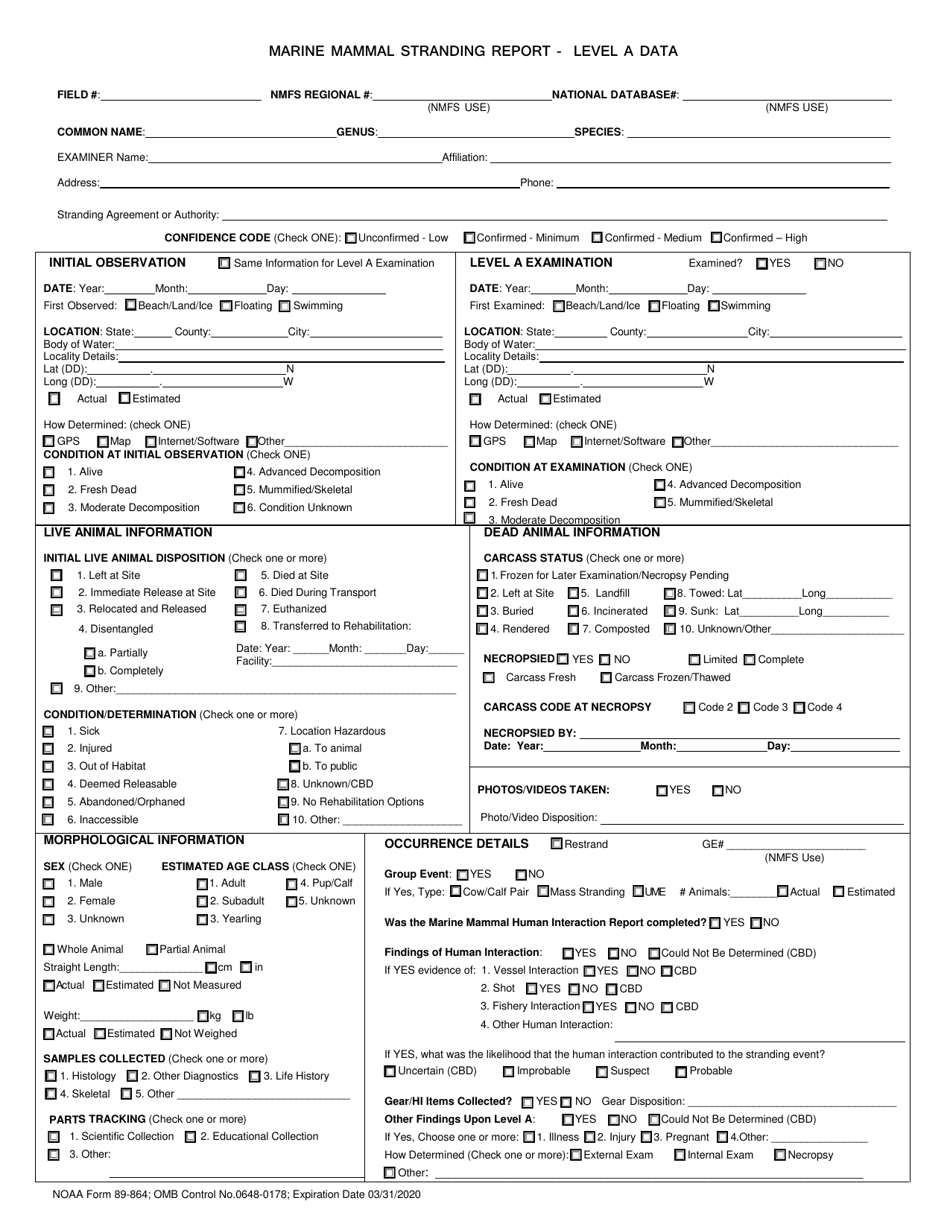 NOAA Form 89-864 - Fill Out, Sign Online and Download Fillable PDF ...