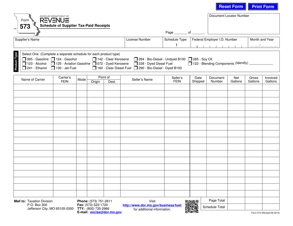 Form 573 - Fill Out, Sign Online and Download Fillable PDF, Missouri ...