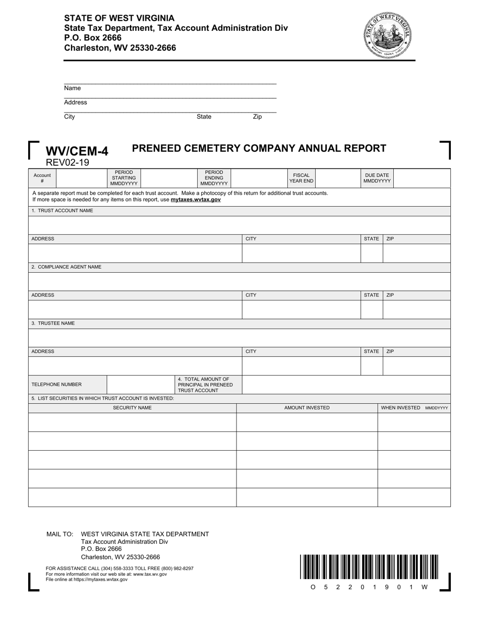 Form WV/CEM-4 - Fill Out, Sign Online and Download Printable PDF, West ...