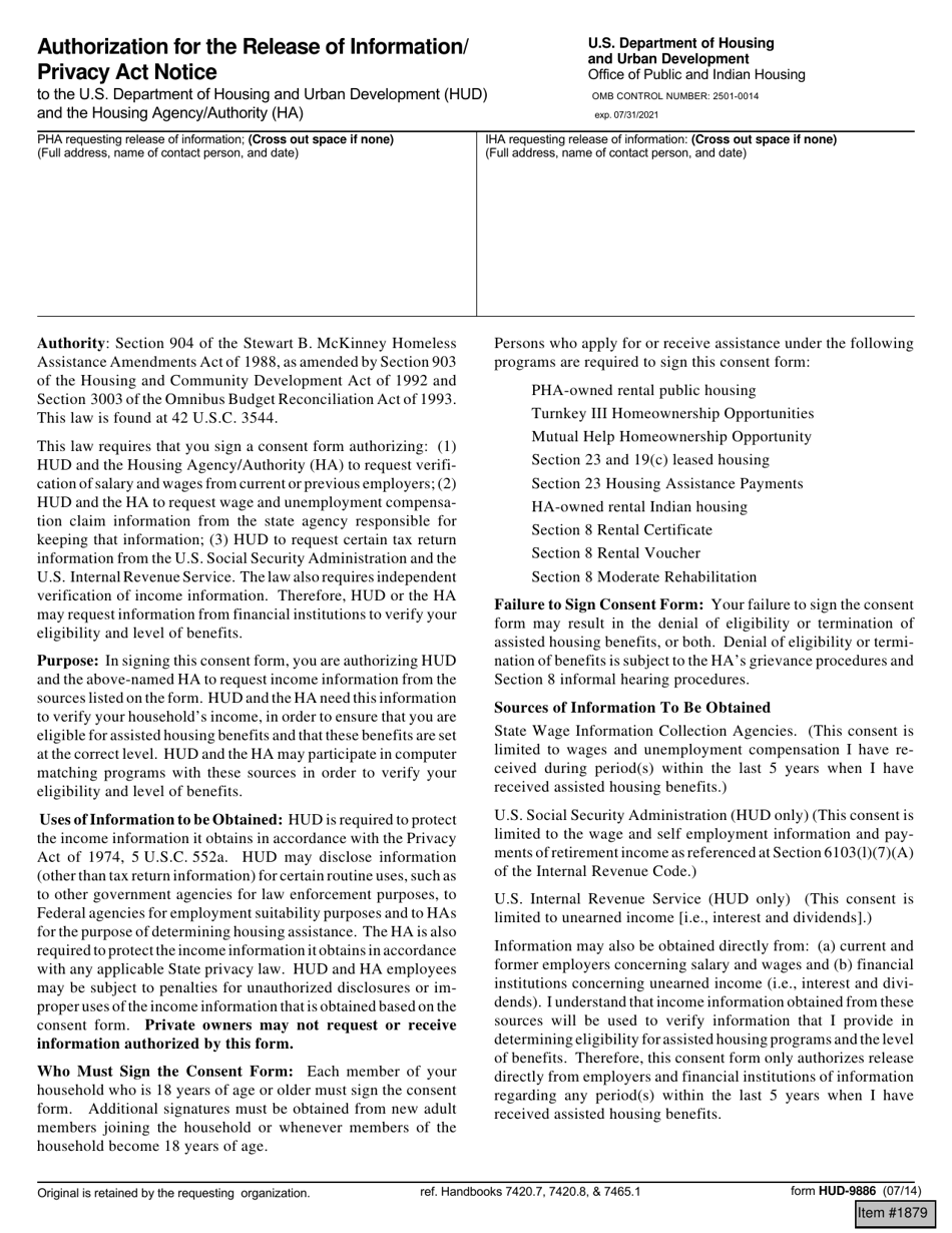 Form HUD-9886 - Fill Out, Sign Online and Download Fillable PDF ...