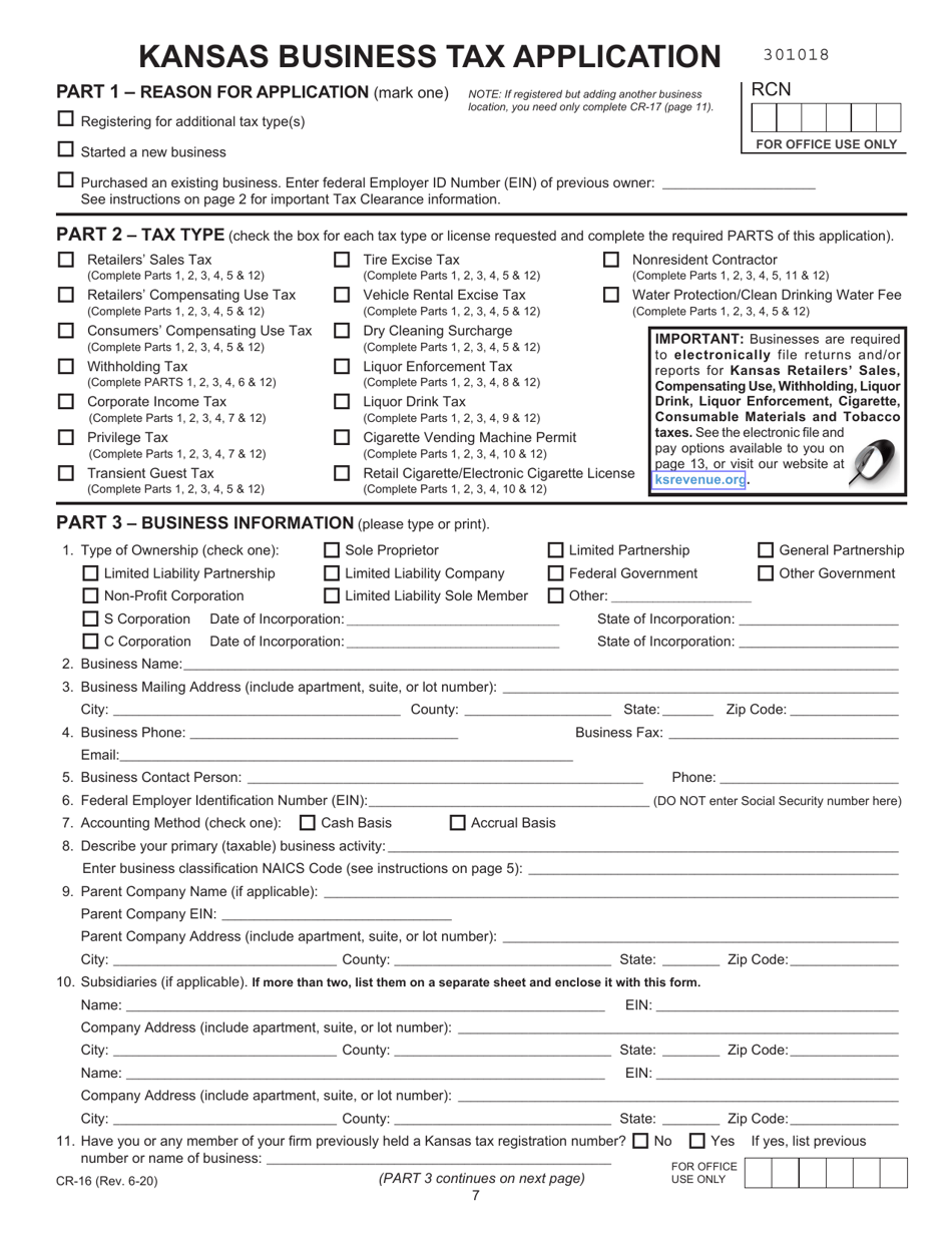 Form CR-16 - Fill Out, Sign Online and Download Fillable PDF, Kansas ...