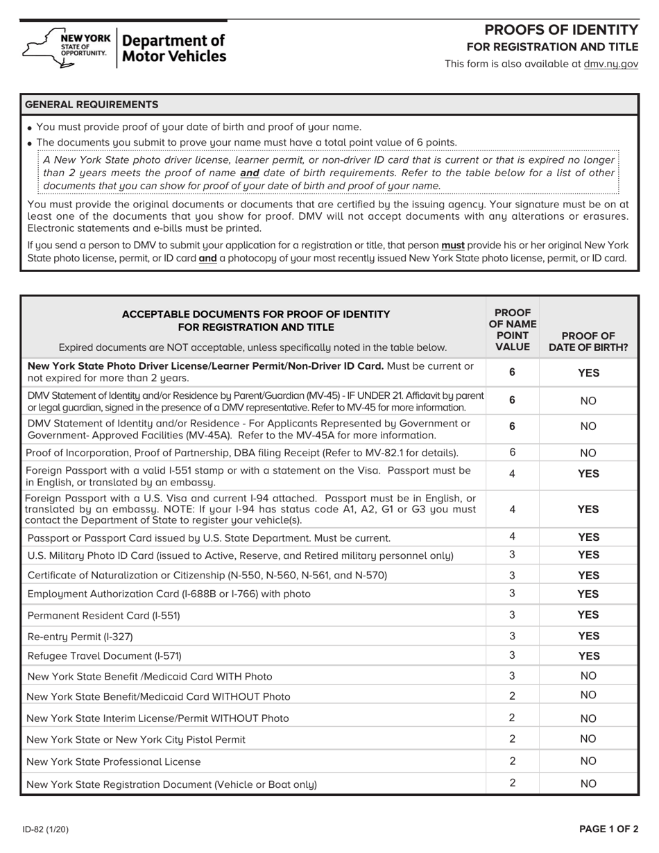 Form ID-82 - Fill Out, Sign Online and Download Printable PDF, New York ...
