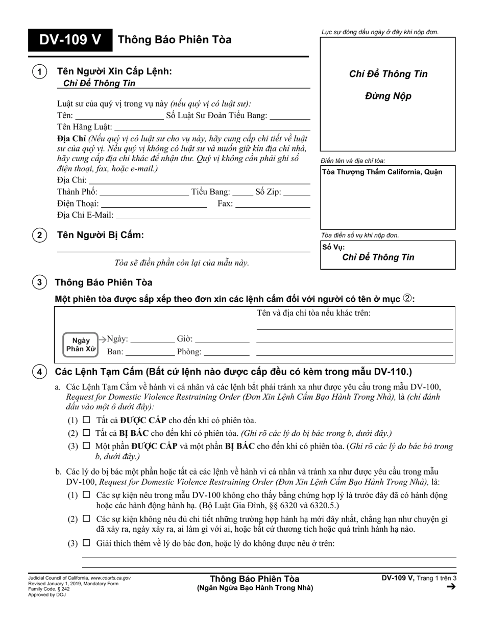 Form DV-109 - Fill Out, Sign Online and Download Printable PDF ...