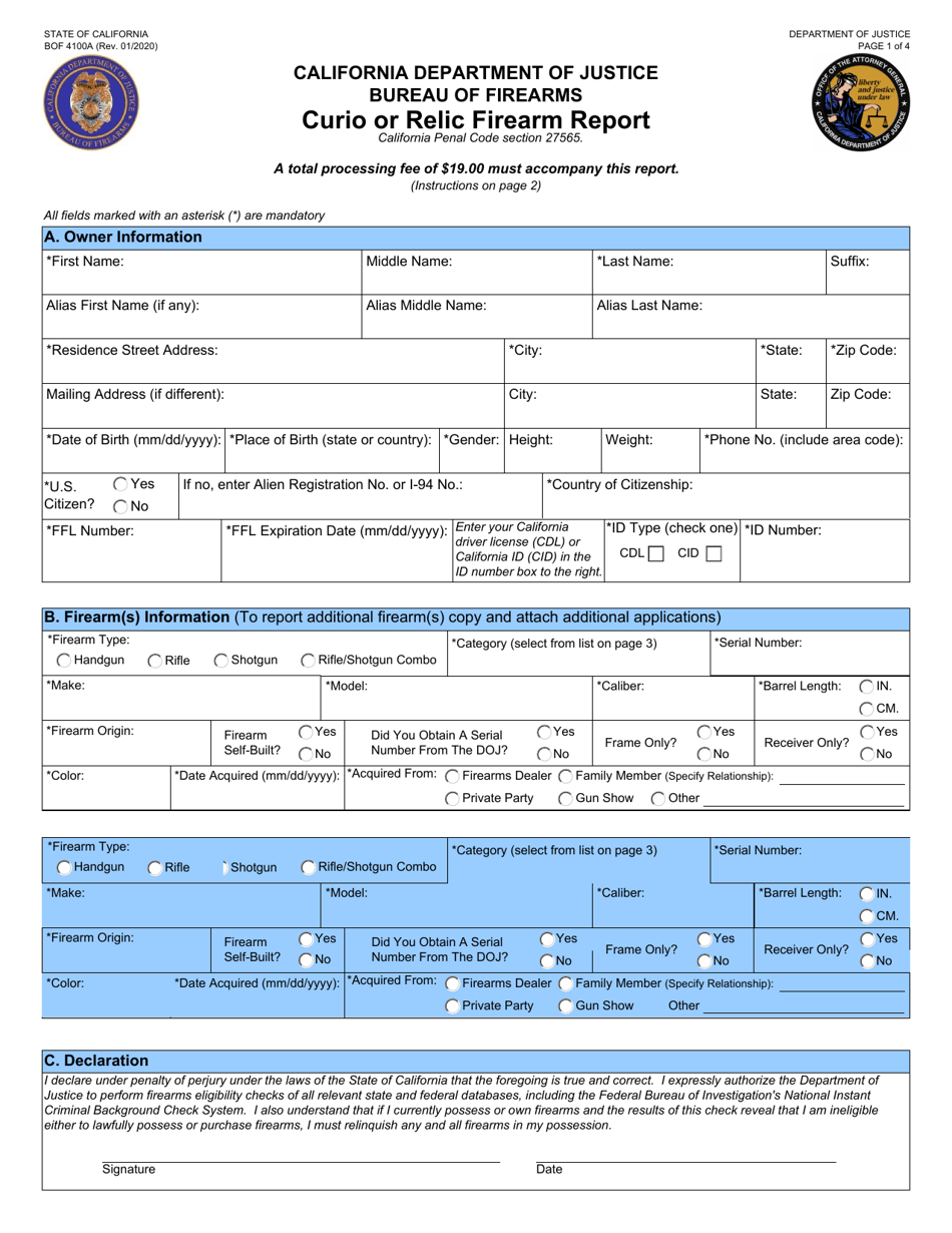 Form BOF4100A - Fill Out, Sign Online and Download Fillable PDF ...