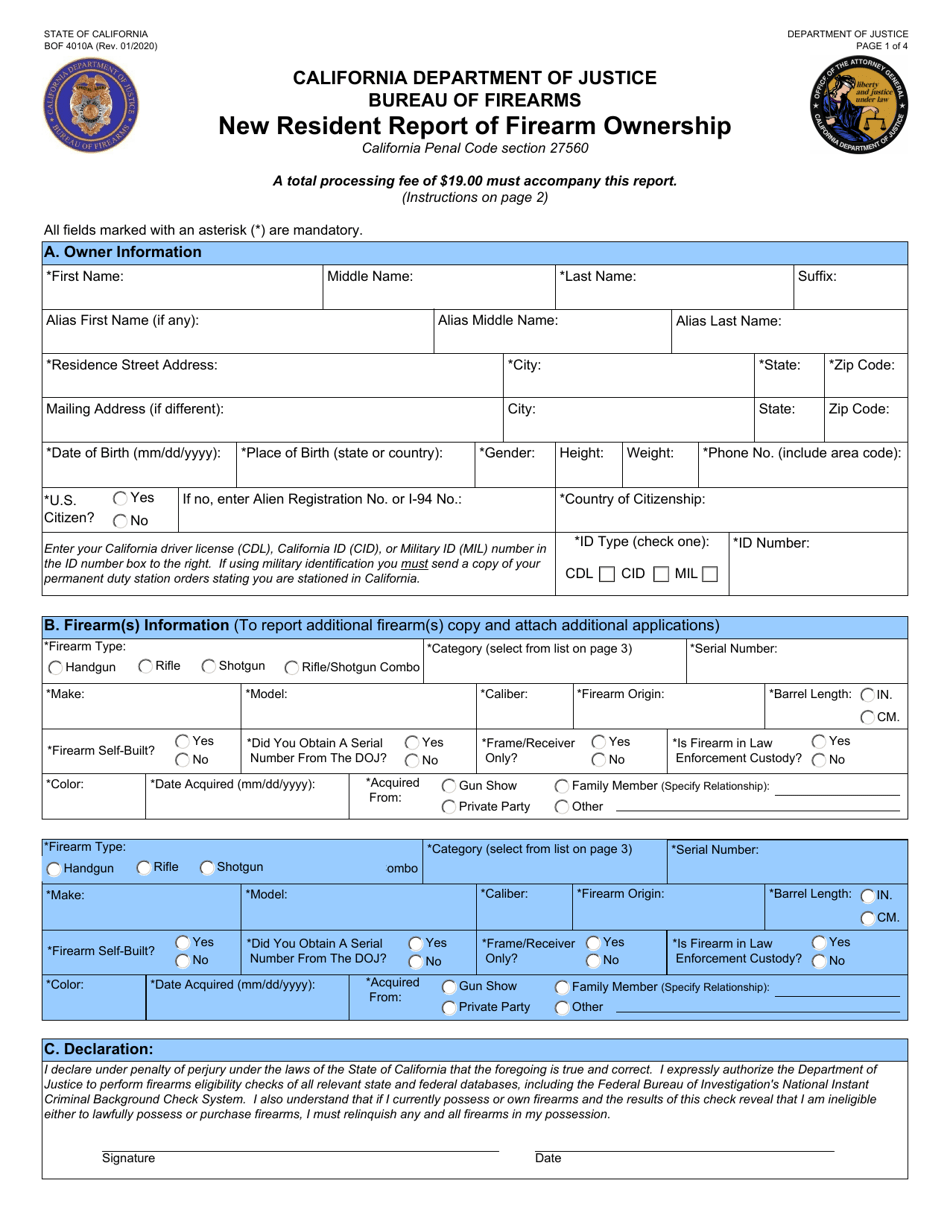 Form BOF4010A - Fill Out, Sign Online and Download Fillable PDF ...