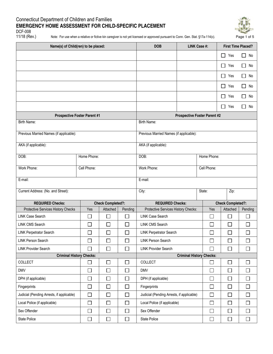 Form DCF-008 - Fill Out, Sign Online and Download Fillable PDF ...