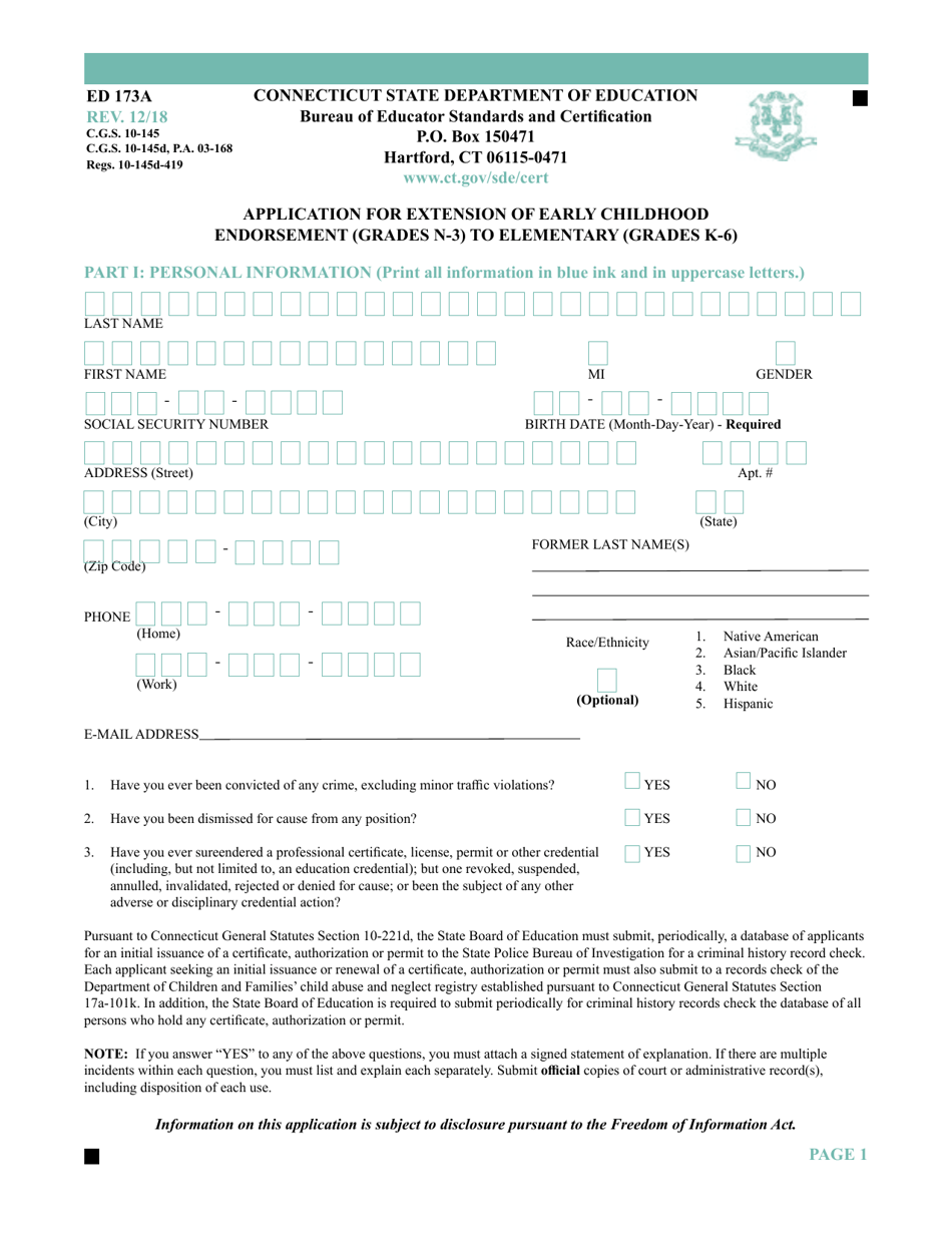 Form ED173A - Fill Out, Sign Online and Download Printable PDF ...