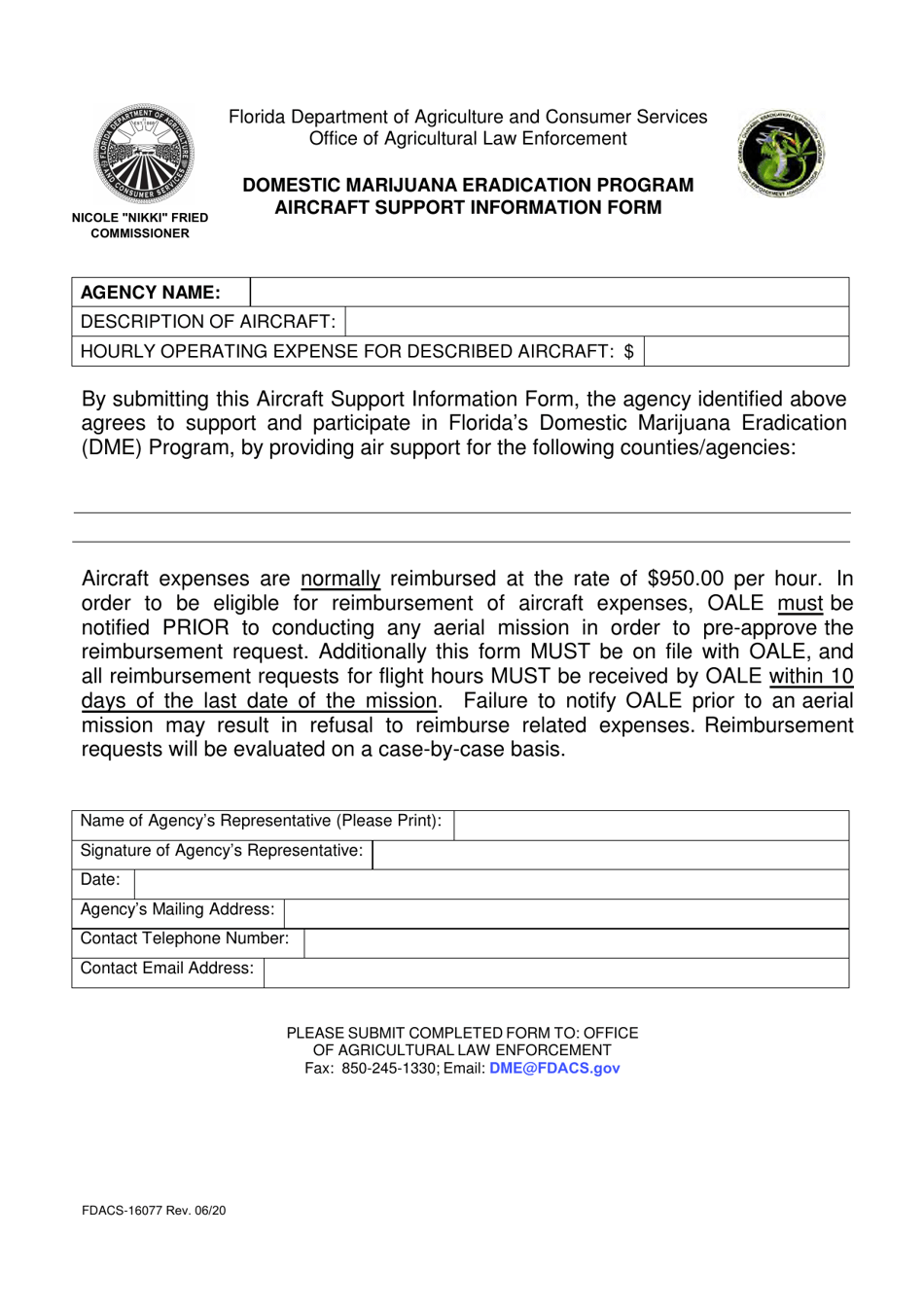 Form FDACS-16077 - Fill Out, Sign Online and Download Fillable PDF ...
