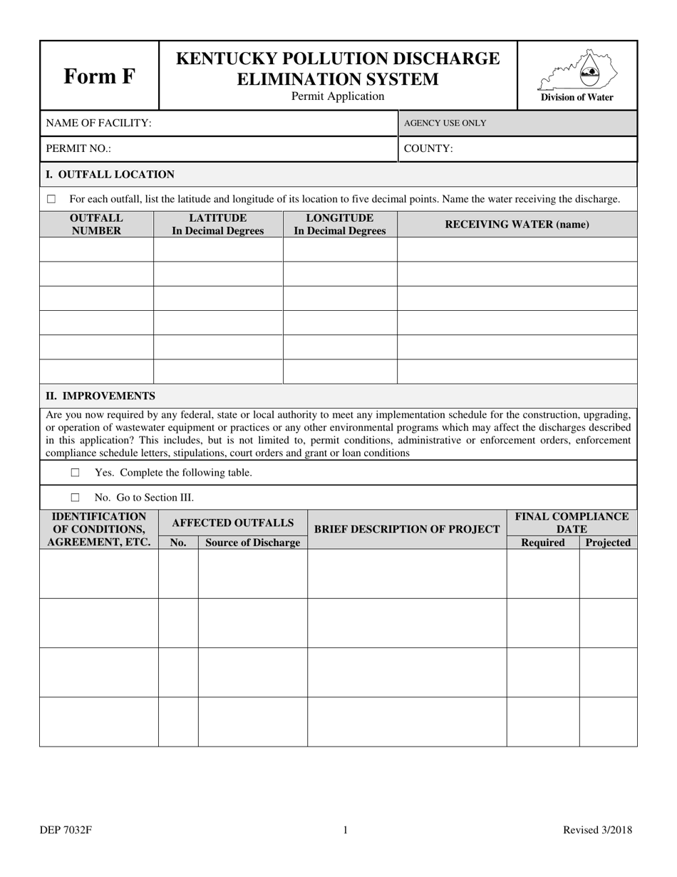 Form F (DEP7032F) - Fill Out, Sign Online and Download Printable PDF ...