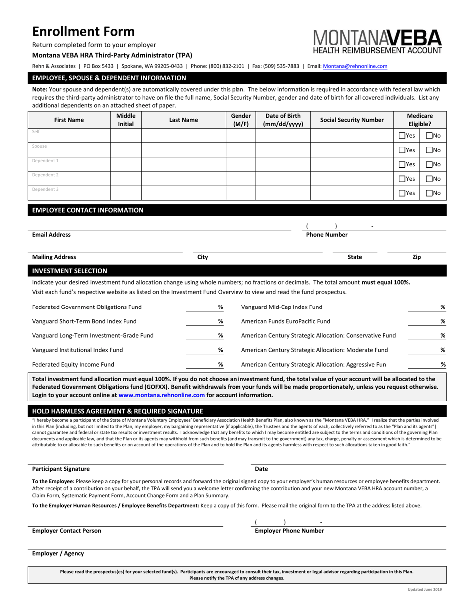 Montana Montana Veba Enrollment Form - Fill Out, Sign Online and ...
