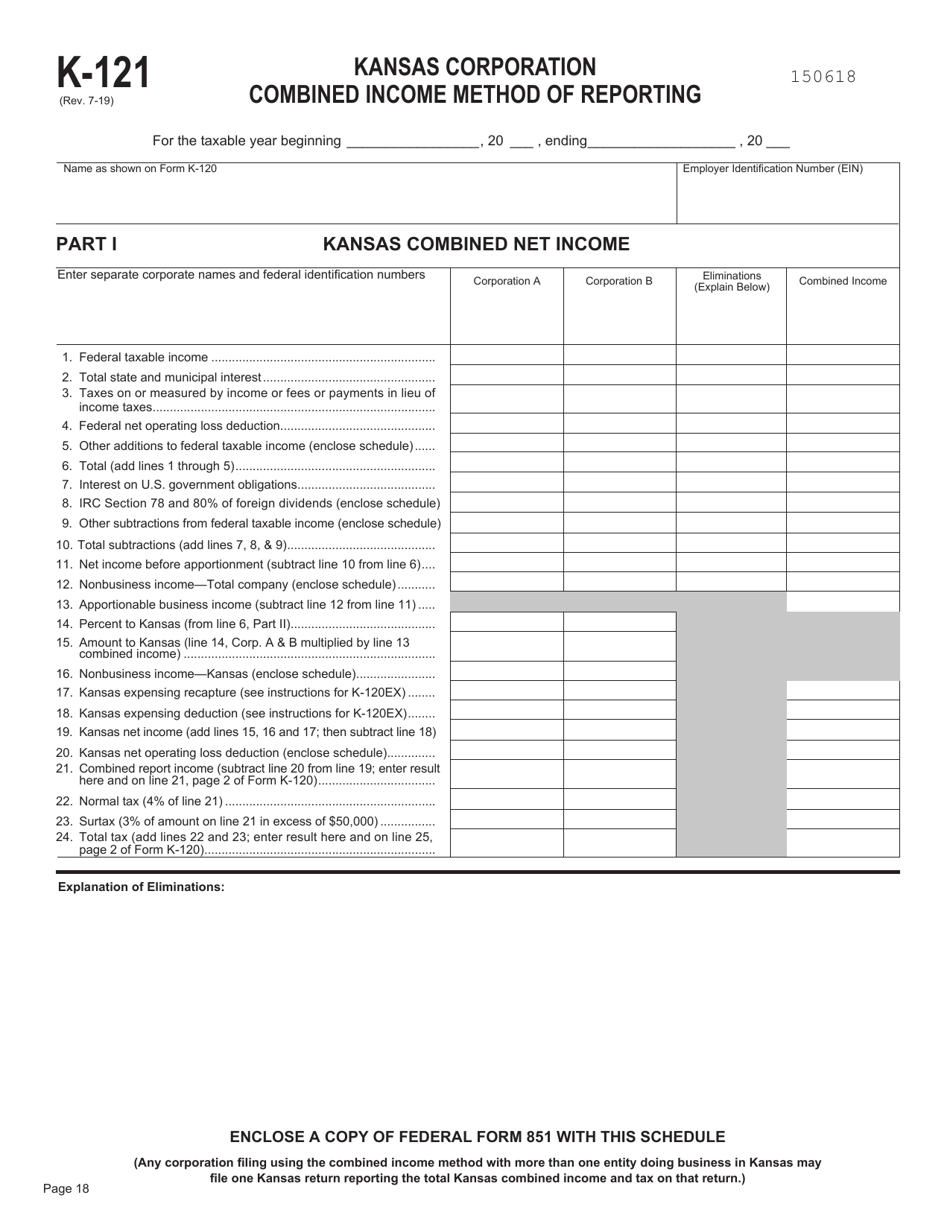 Form K-121 - Fill Out, Sign Online and Download Fillable PDF, Kansas ...