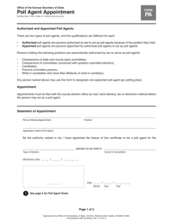 Form PA Download Printable PDF or Fill Online Poll Agent Appointment ...